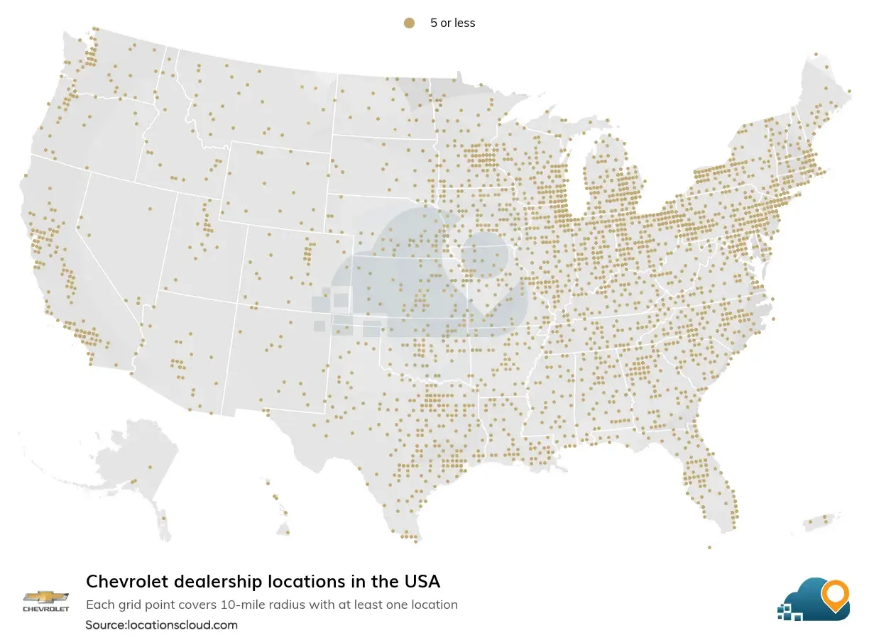 Number of Chevrolet Dealers Locations in the USA - 2026